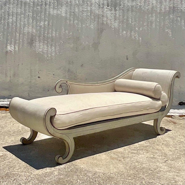 Vintage Regency Italian Patina “Contessa” Chaise For Sale at 1stDibs