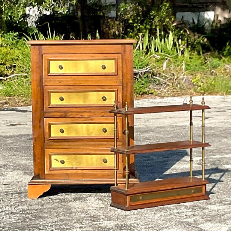 Vintage Regency Italian Wood and Brass Chest of Drawers For Sale at 1stDibs