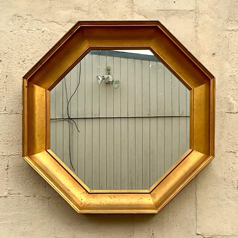 Vintage Regency John Widdecomb Gilt Octagon Mirror For Sale at 1stDibs