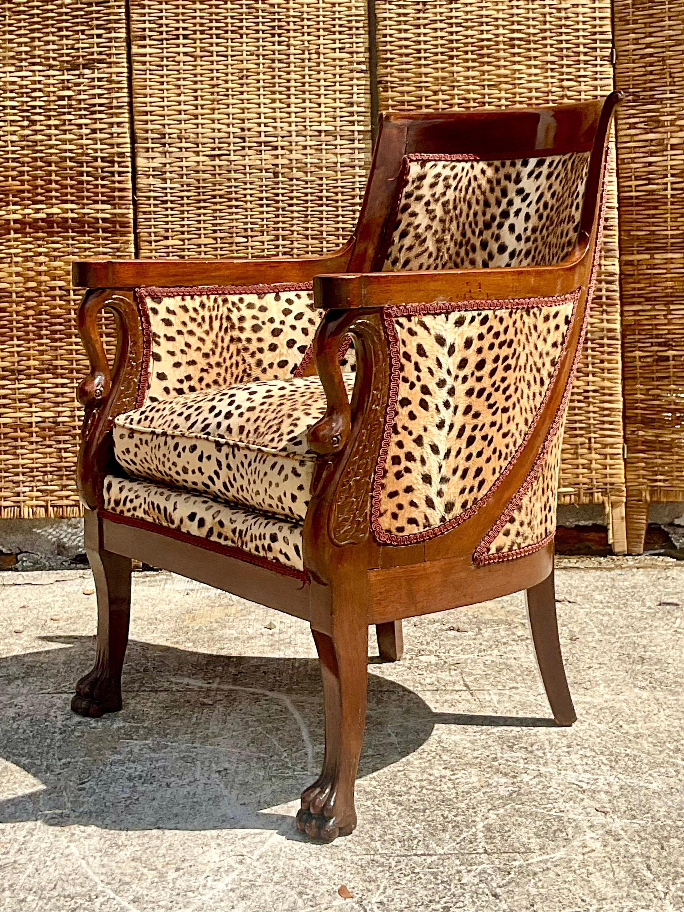 Vintage Regency Mahogany Leopard Tub Chair at 1stDibs