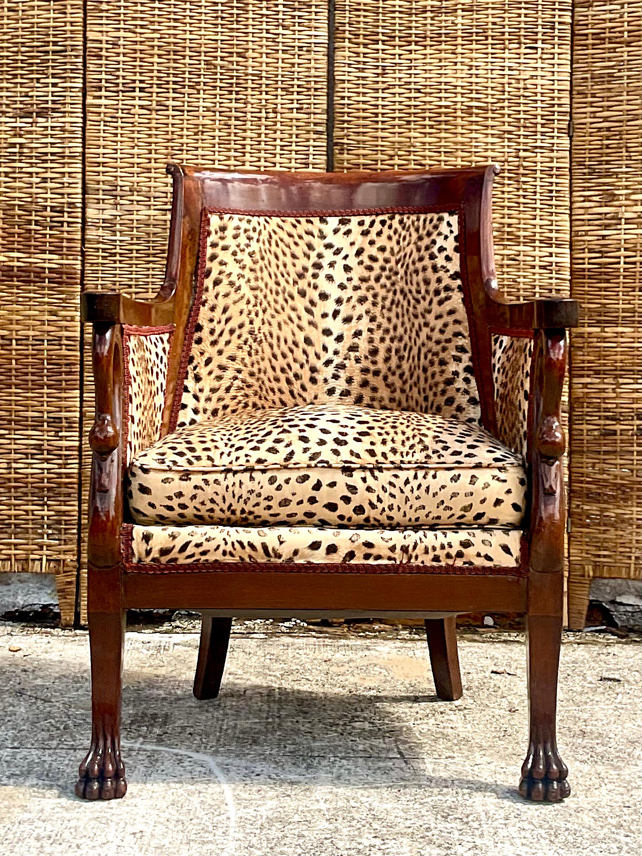 Vintage Regency Mahogany Leopard Tub Chair at 1stDibs