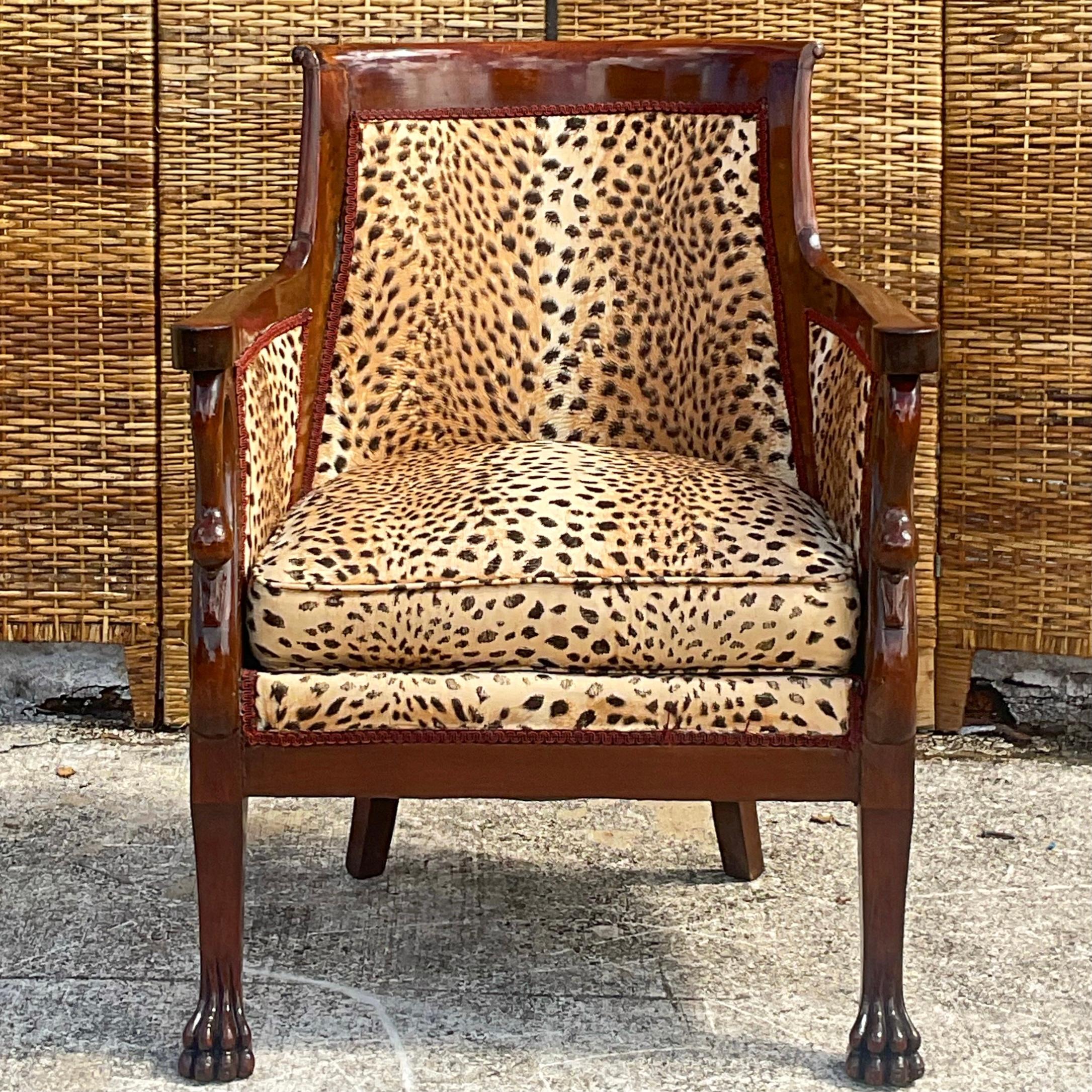 Vintage Regency Mahogany Leopard Tub Chair at 1stDibs