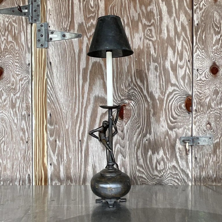 Vintage Regency Maitland Smith Climbing Monkey Table Lamps For Sale at ...