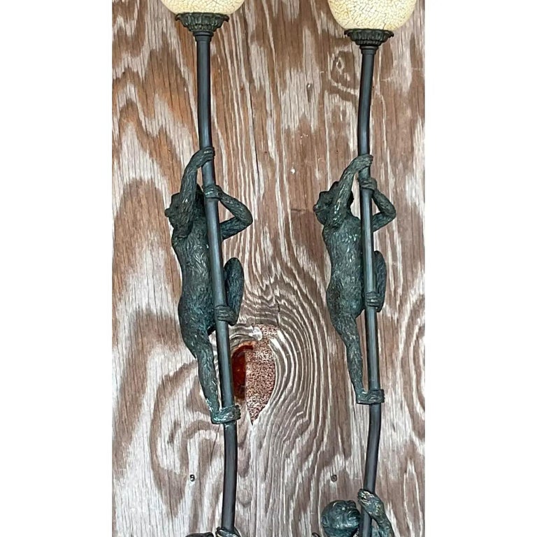 Vintage Regency Maitland Smith Climbing Monkeys Table Lamps, a Pair at ...