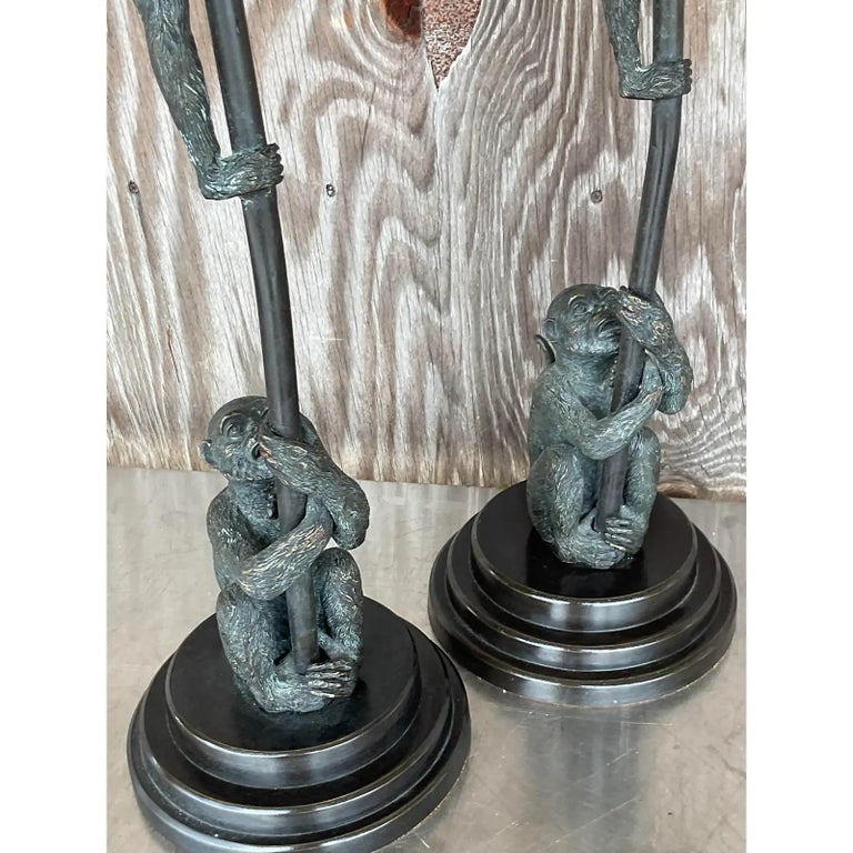 Vintage Regency Maitland Smith Climbing Monkeys Table Lamps, a Pair at ...