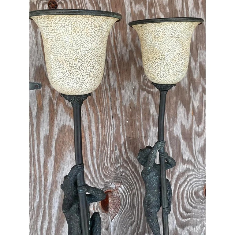 Vintage Regency Maitland Smith Climbing Monkeys Table Lamps, a Pair at ...