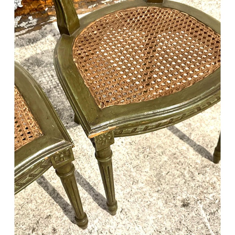 Vintage Regency Medallion Back Cane Side Chairs, a Pair For Sale at 1stDibs