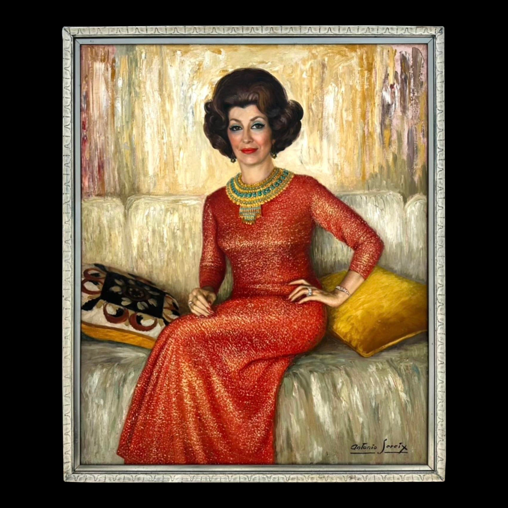 Vintage Regency Monumental 1970s Original Oil Portrait on Canvas For ...