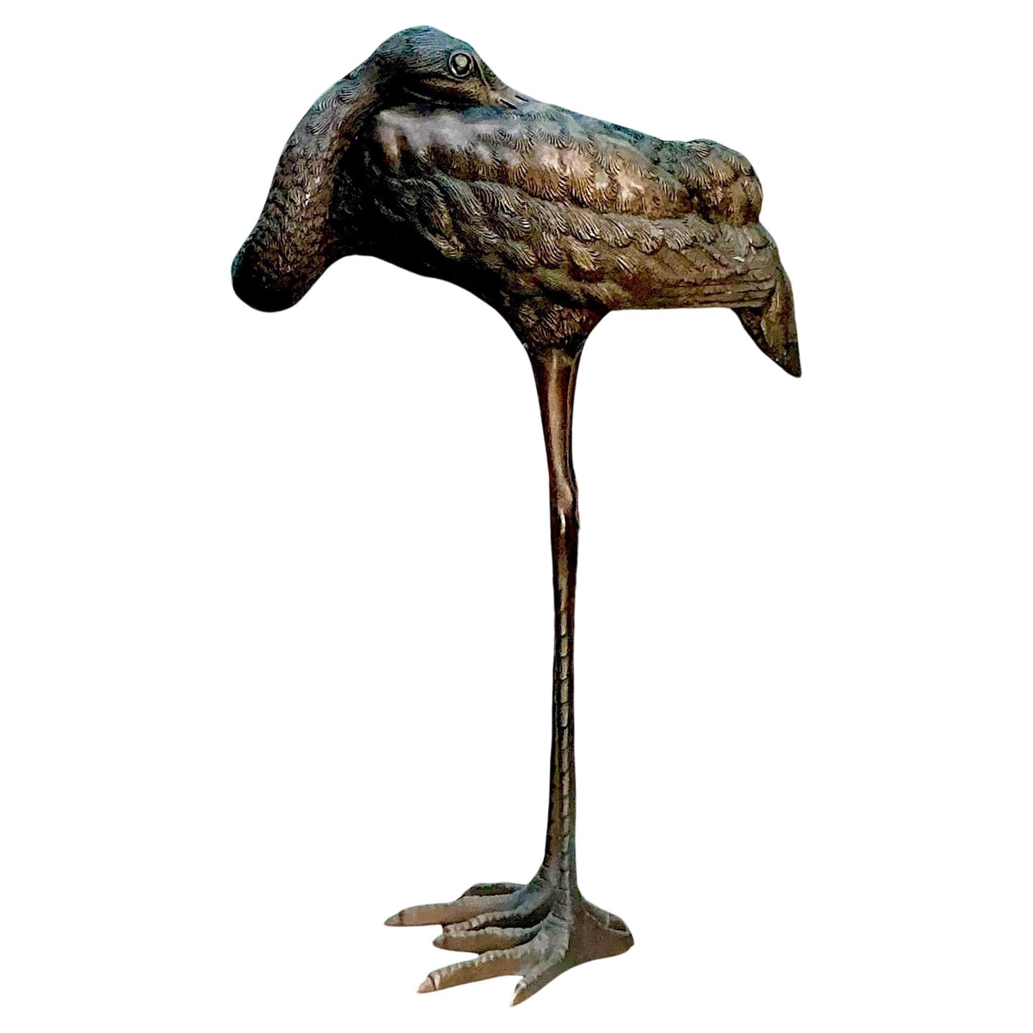 Vintage Regency Monumental Bronze Crane For Sale at 1stDibs