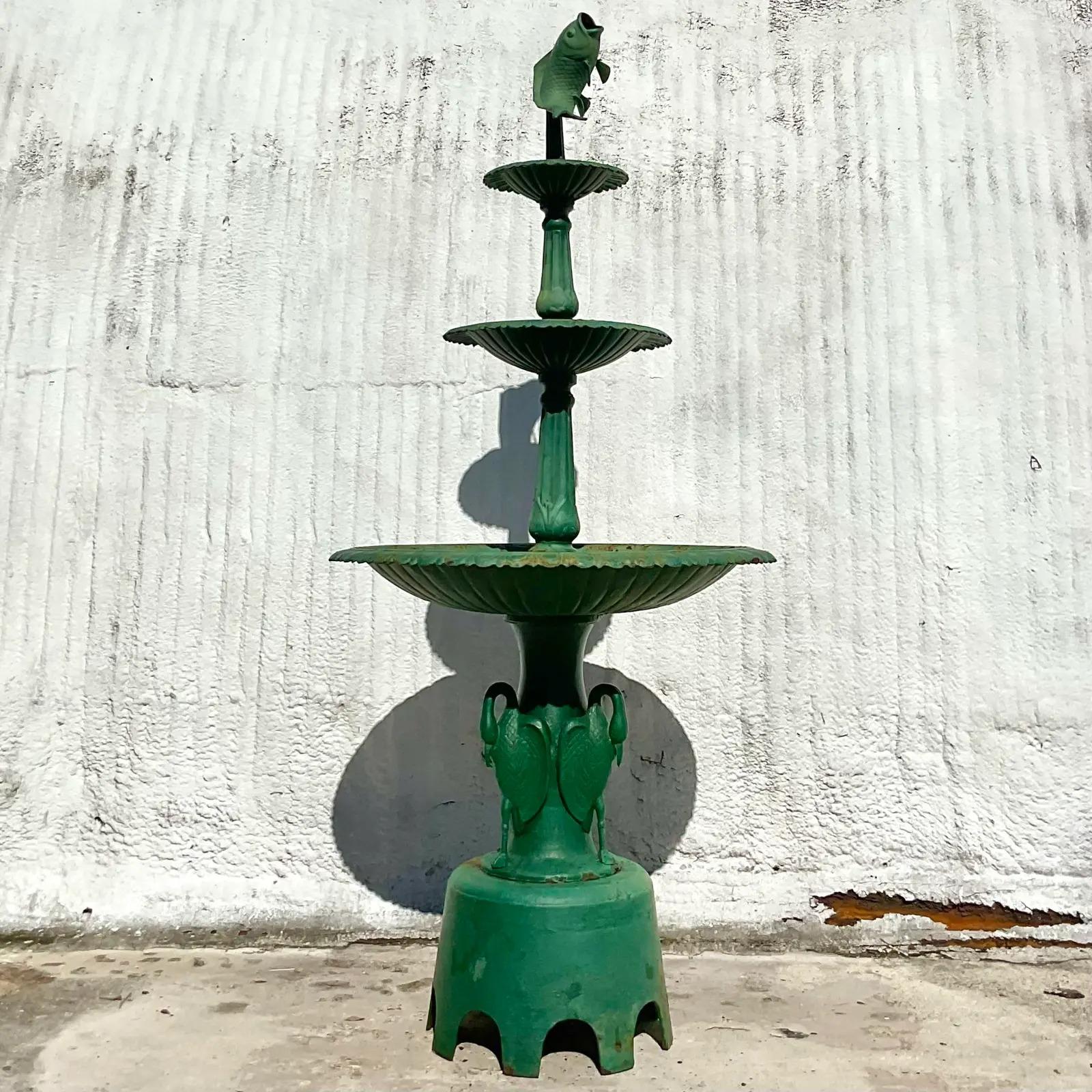 Vintage Regency Monumental Painted Wrought Iron Fountain at 1stDibs