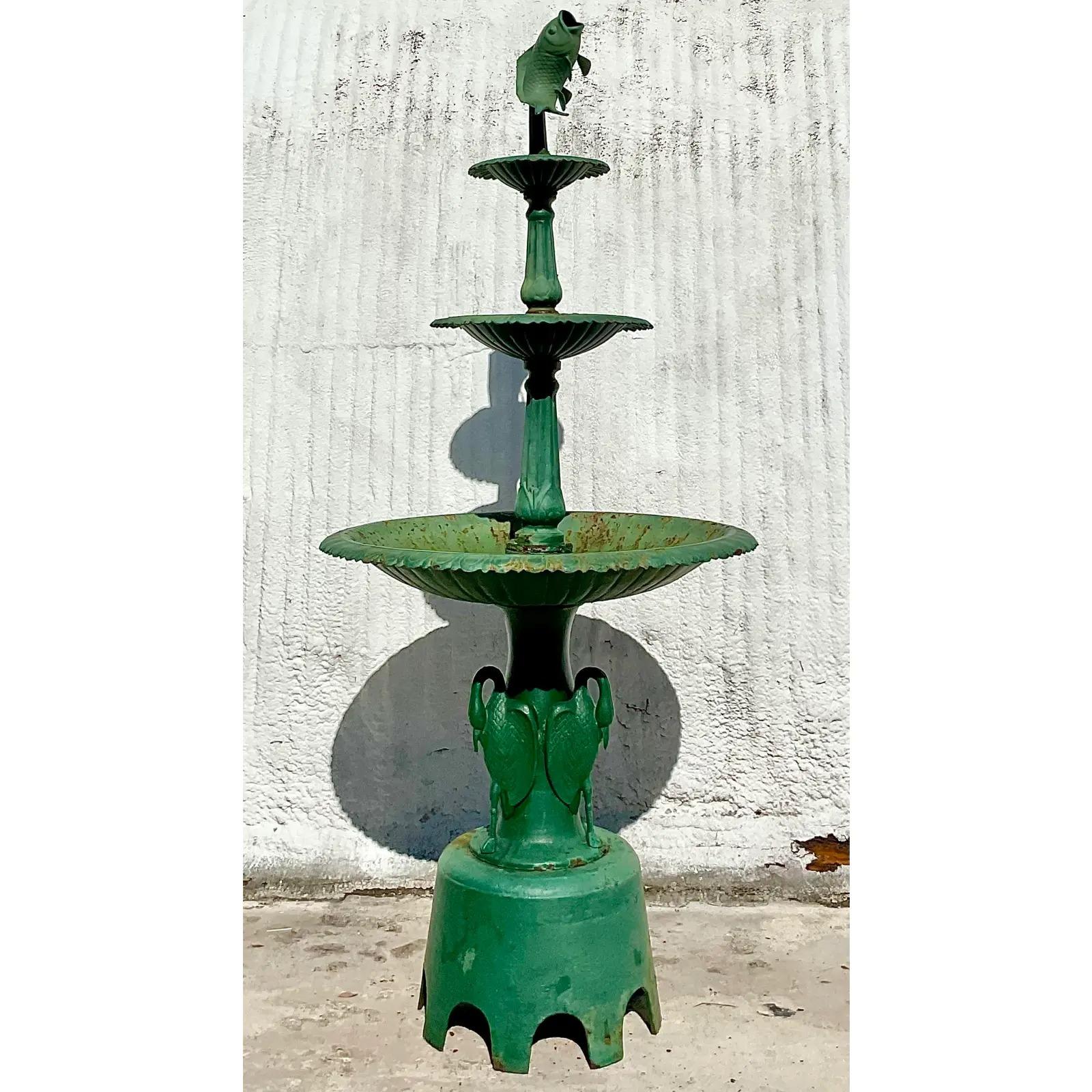 Vintage Regency Monumental Painted Wrought Iron Fountain at 1stDibs