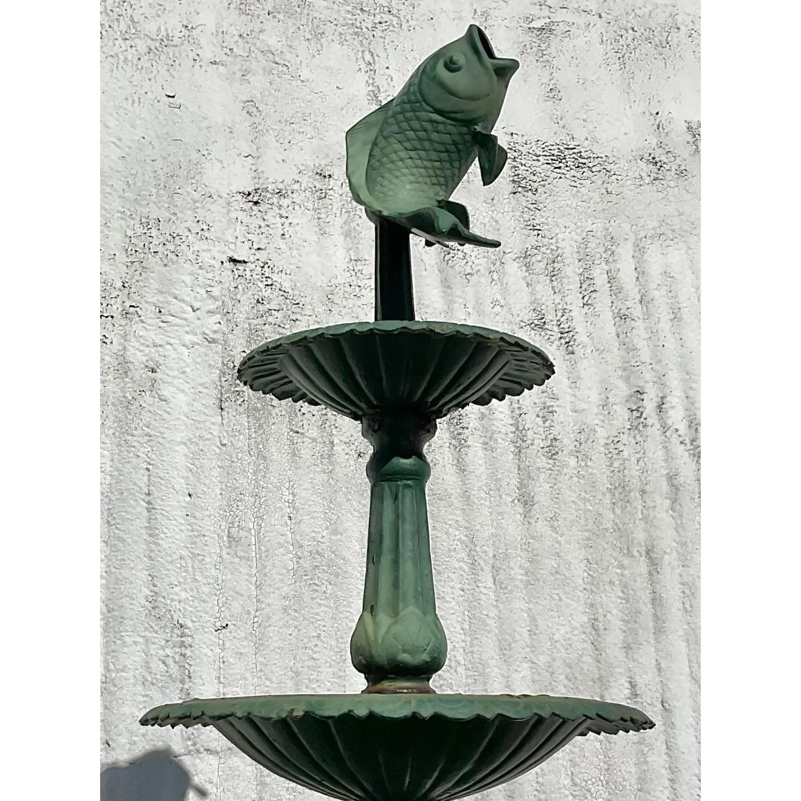 Vintage Regency Monumental Painted Wrought Iron Fountain at 1stDibs