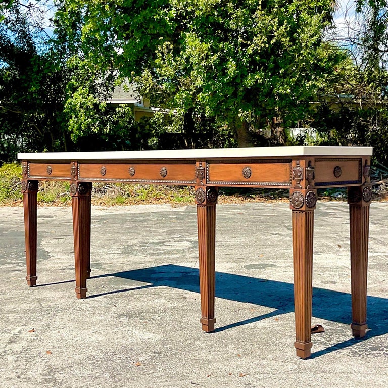 Vintage Regency Monumental Urn Detail Console Table For Sale at 1stDibs