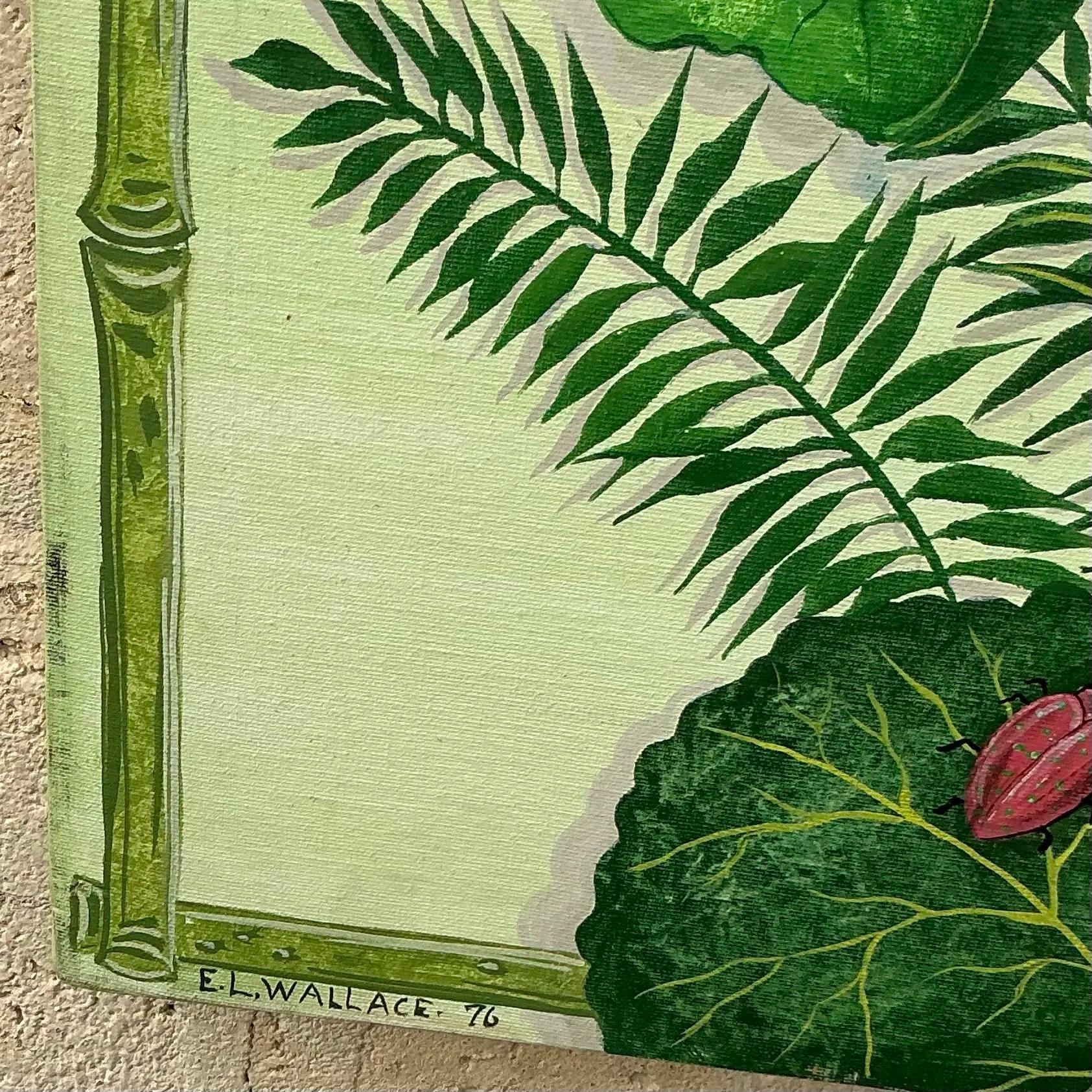Vintage Regency Original Floral Oil Painting on Canvas For Sale at 1stDibs