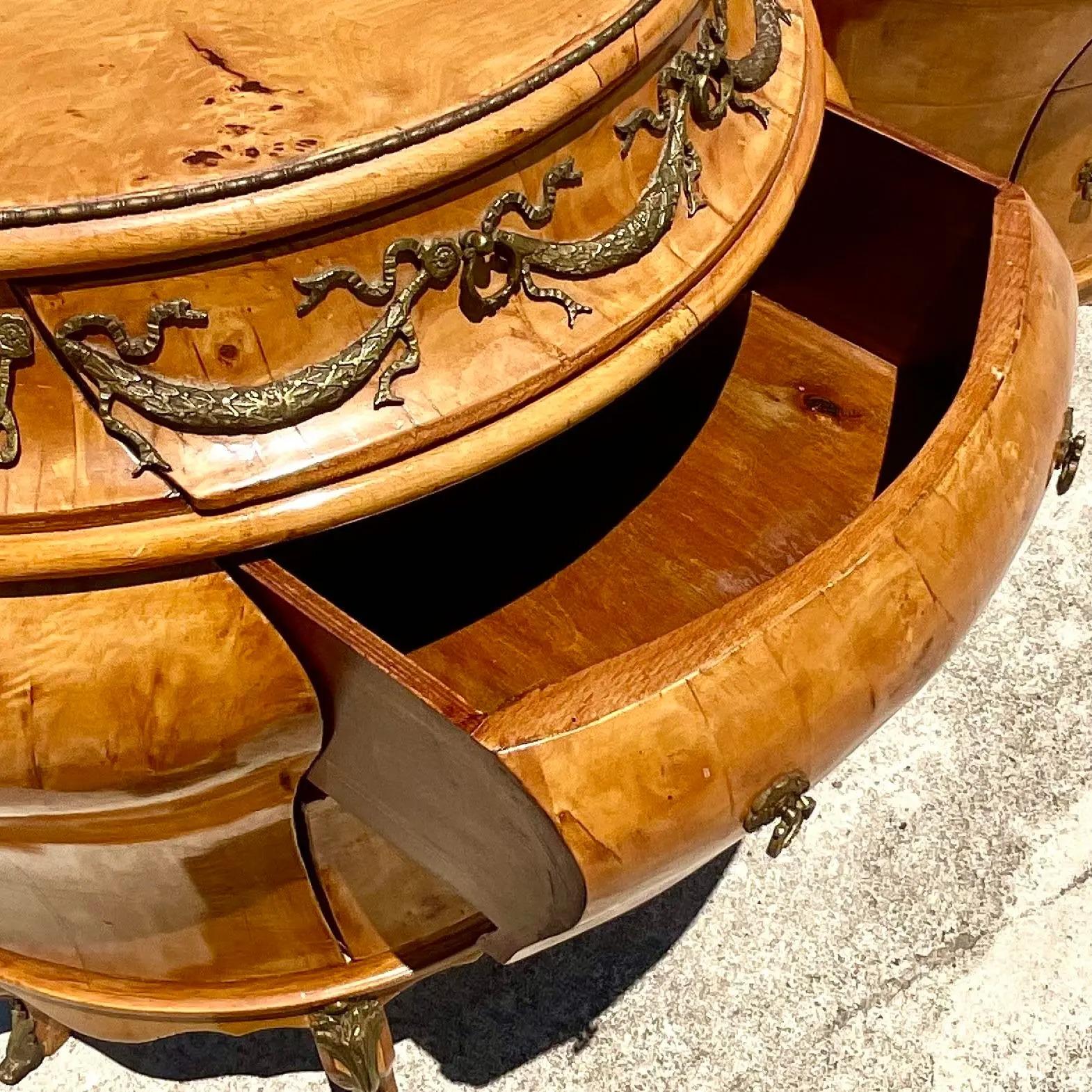Vintage Regency Ormolu and Burl Wood Bombe Chests, a Pair For Sale at ...