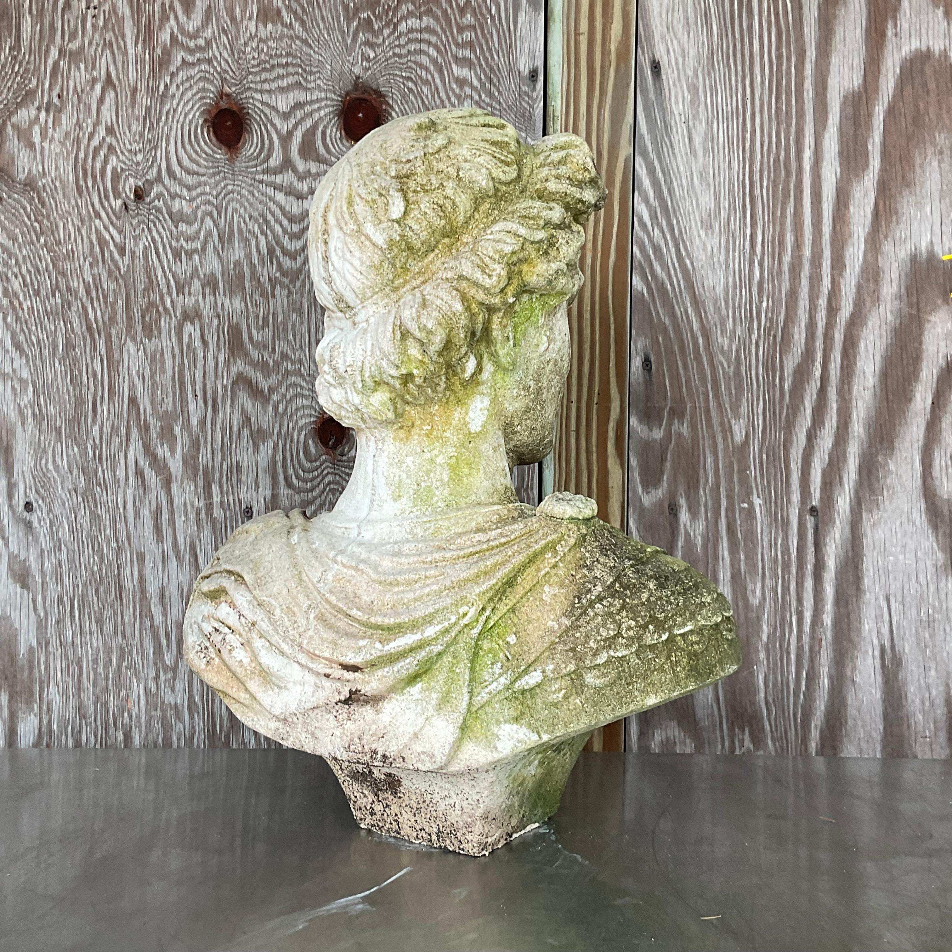 Vintage Regency Patinated Cement Bust of Caesar For Sale at 1stDibs