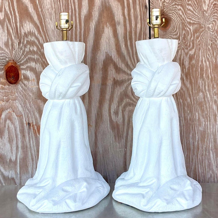 Vintage Regency Plaster Knot Lamps After Dickinson, a Pair For Sale at ...