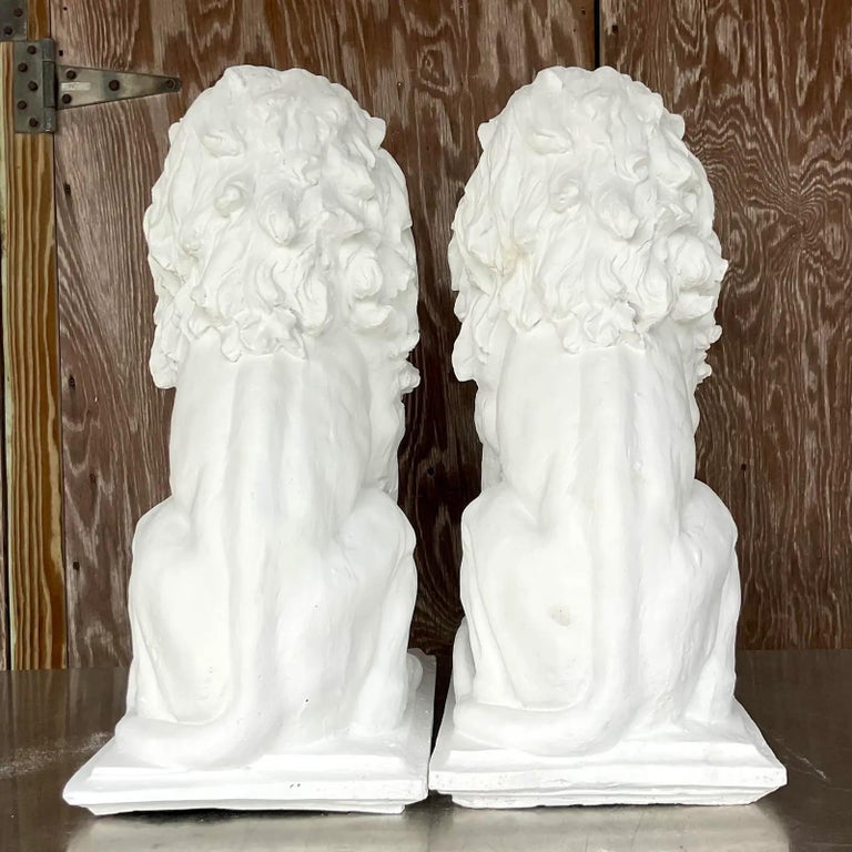 Vintage Regency Plaster Lions, a Pair For Sale at 1stDibs