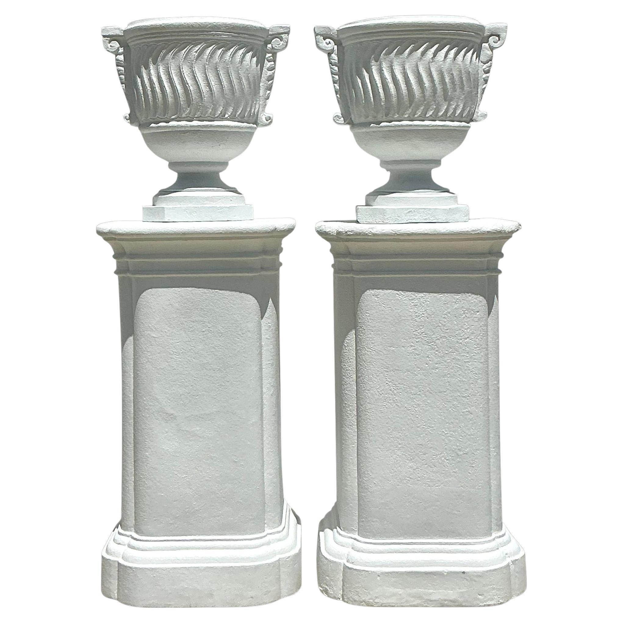 Vintage Regency Plaster Over Fiberglass Rams Head Pedestal For Sale at ...
