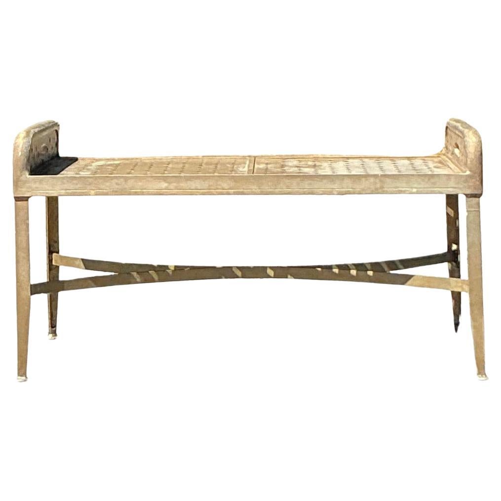 Vintage Regency Punch Cut Diamond Bench For Sale at 1stDibs