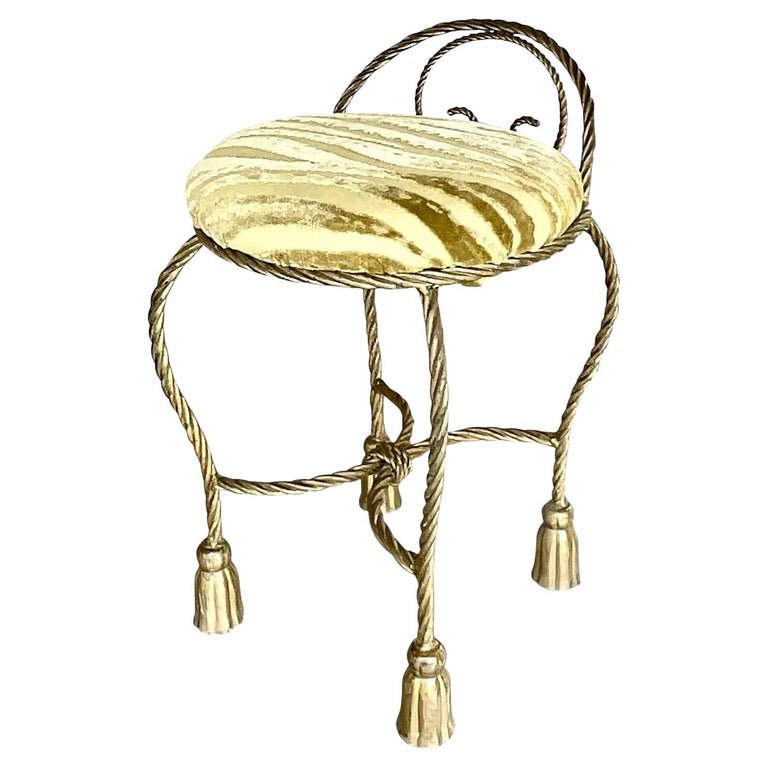 Vintage Regency Rope and Tassel Vanity Stool at 1stDibs