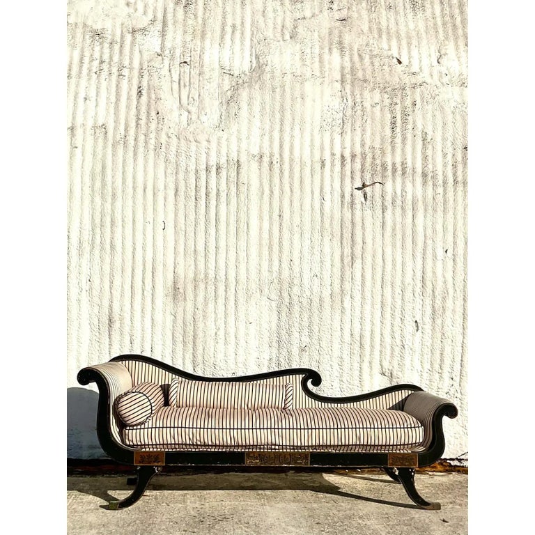 Vintage Regency Scroll Arm Settee For Sale at 1stDibs
