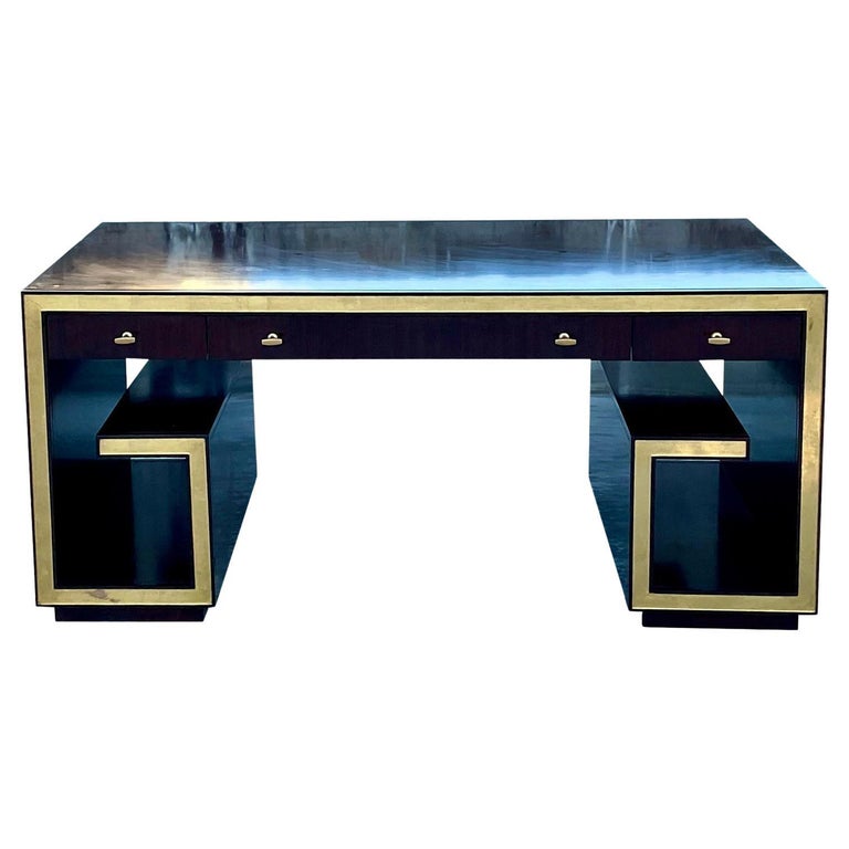 Vintage Regency Sligh Brentwood Greek Key Executive Desk at 1stDibs