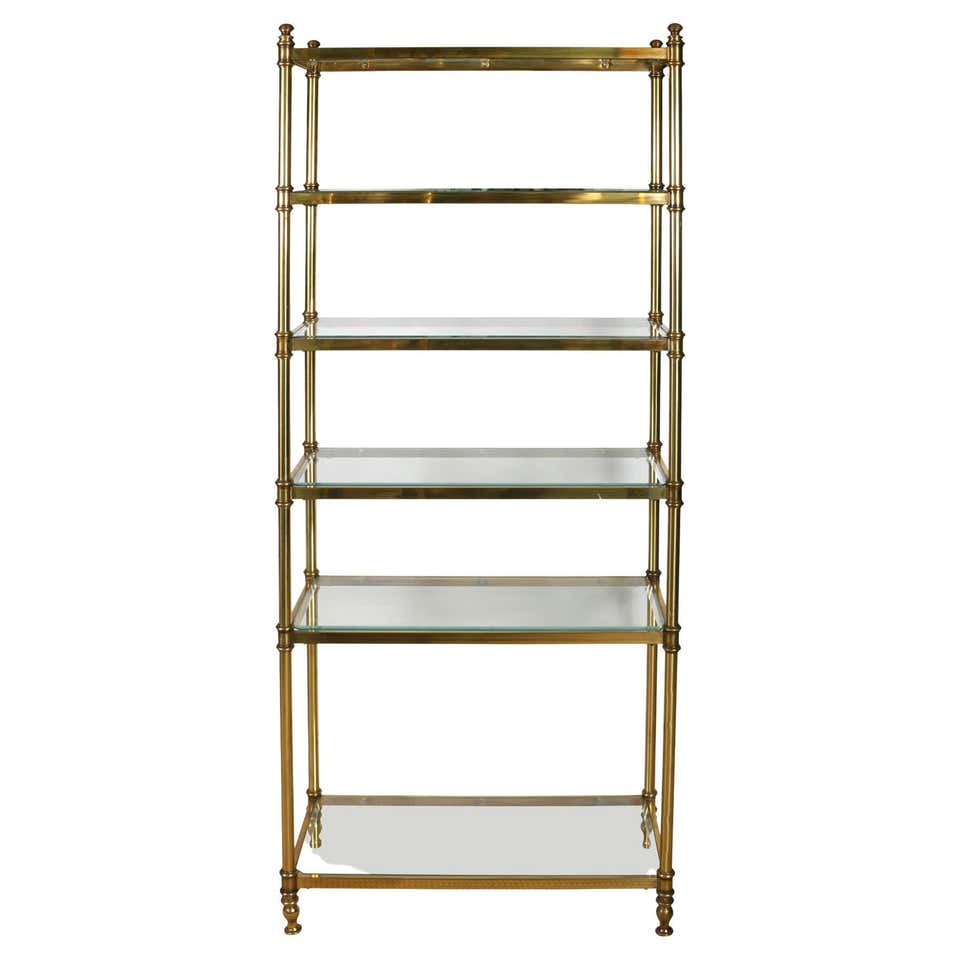 Vintage Brass And Wood Etagere At 1stdibs