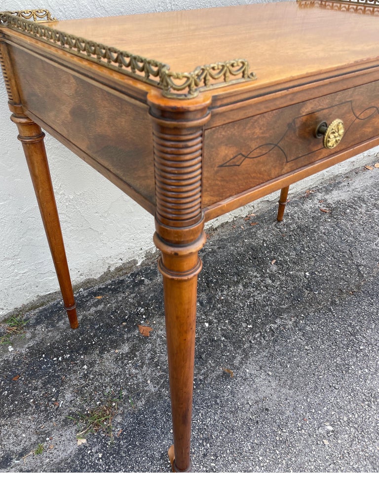 Vintage Regency Style Galleried Partners Desk / Server with Turret Corners For Sale at 1stDibs