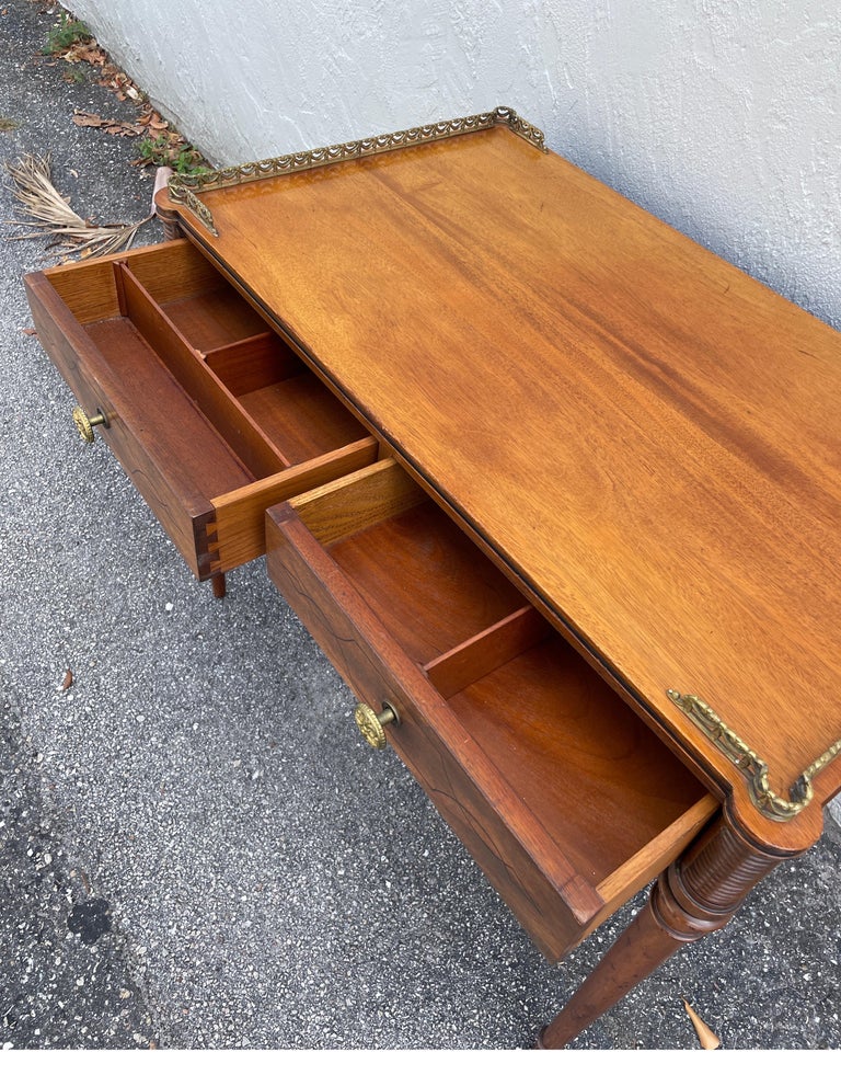 Vintage Regency Style Galleried Partners Desk / Server with Turret ...