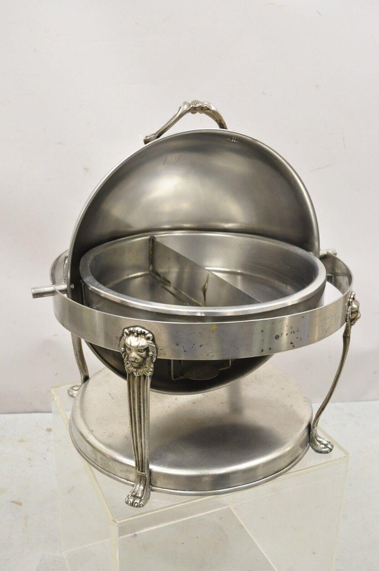 Vintage Regency Style Silver Plated Steel Round Chafing Dish Service ...