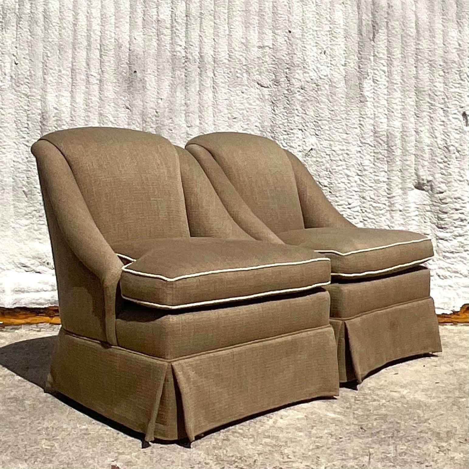 Vintage Regency Tipped Lounge Chairs - a Pair For Sale at 1stDibs