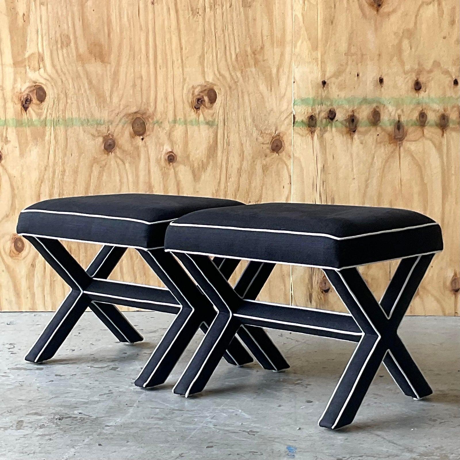 Vintage Regency Tipped X Benches - a Pair For Sale at 1stDibs
