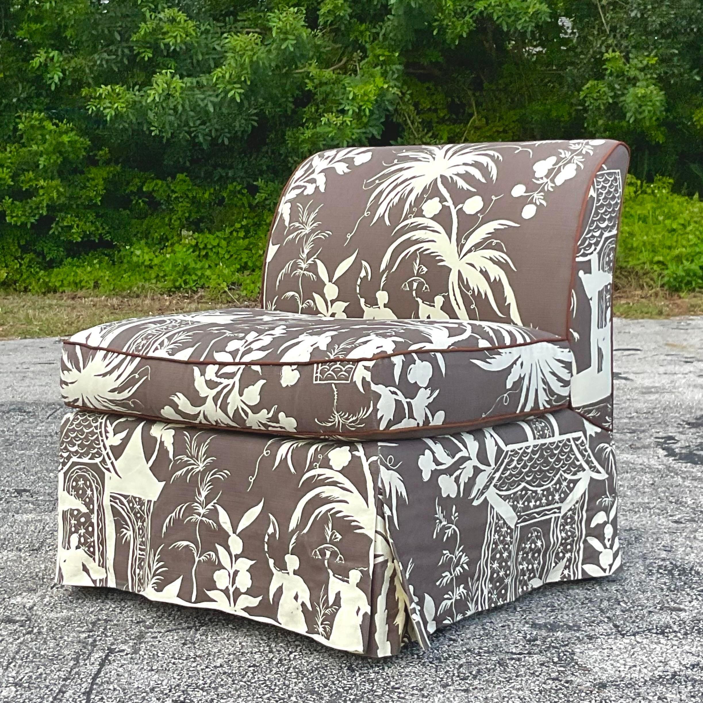 Vintage Regency Todd Hase Slipper Chair For Sale at 1stDibs