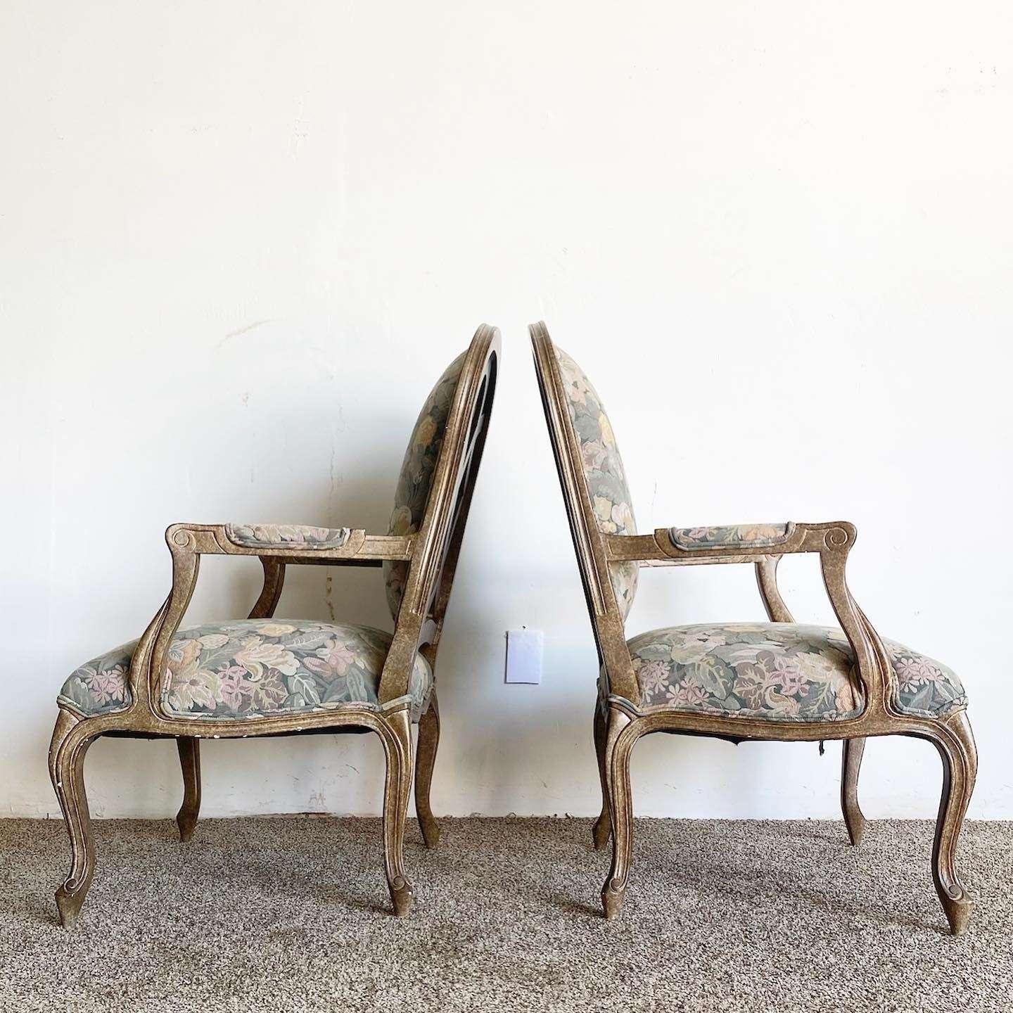 Vintage Regency Upholstered Arm Chairs - a Pair For Sale at 1stDibs