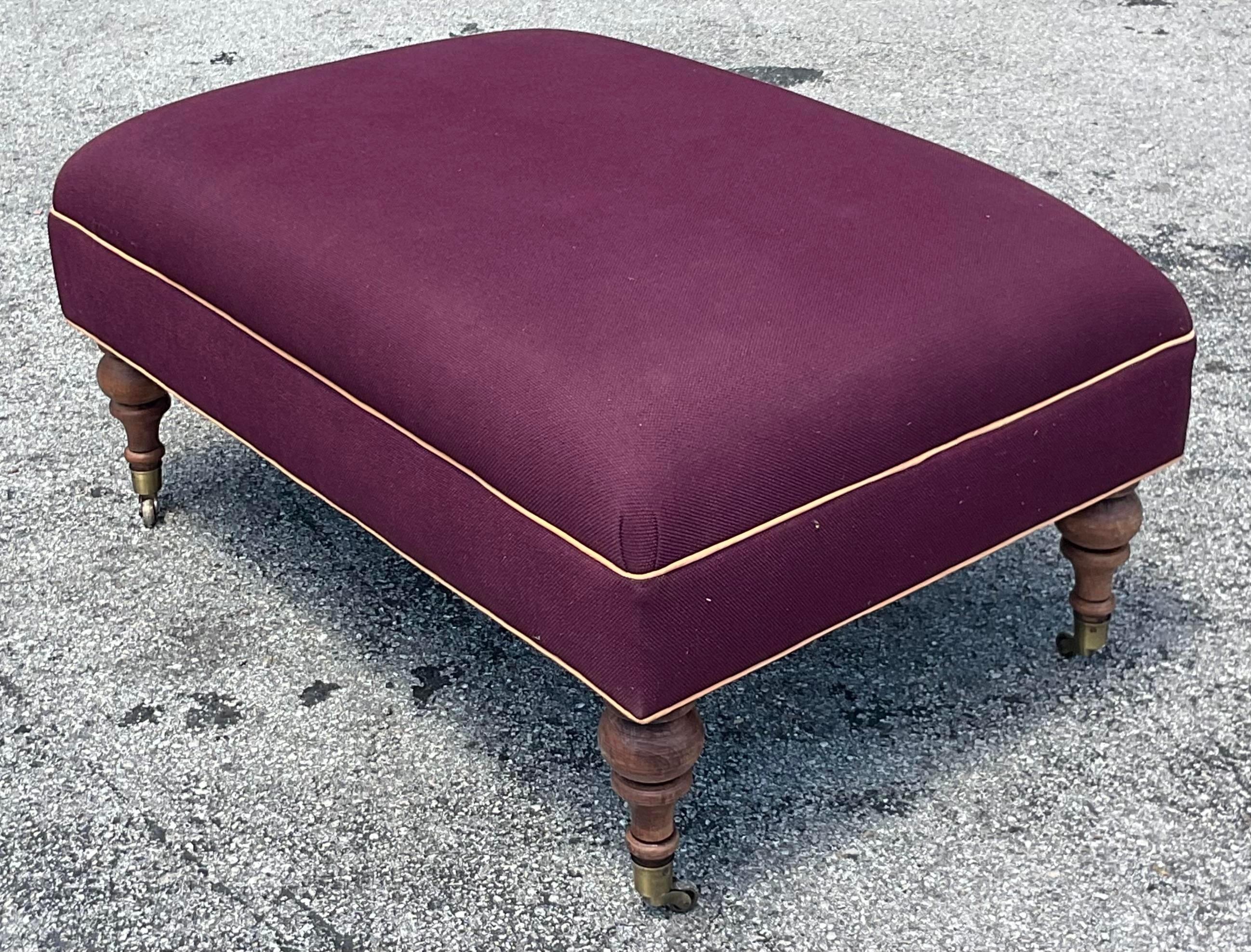 Vintage Regency Welted Ottoman For Sale at 1stDibs