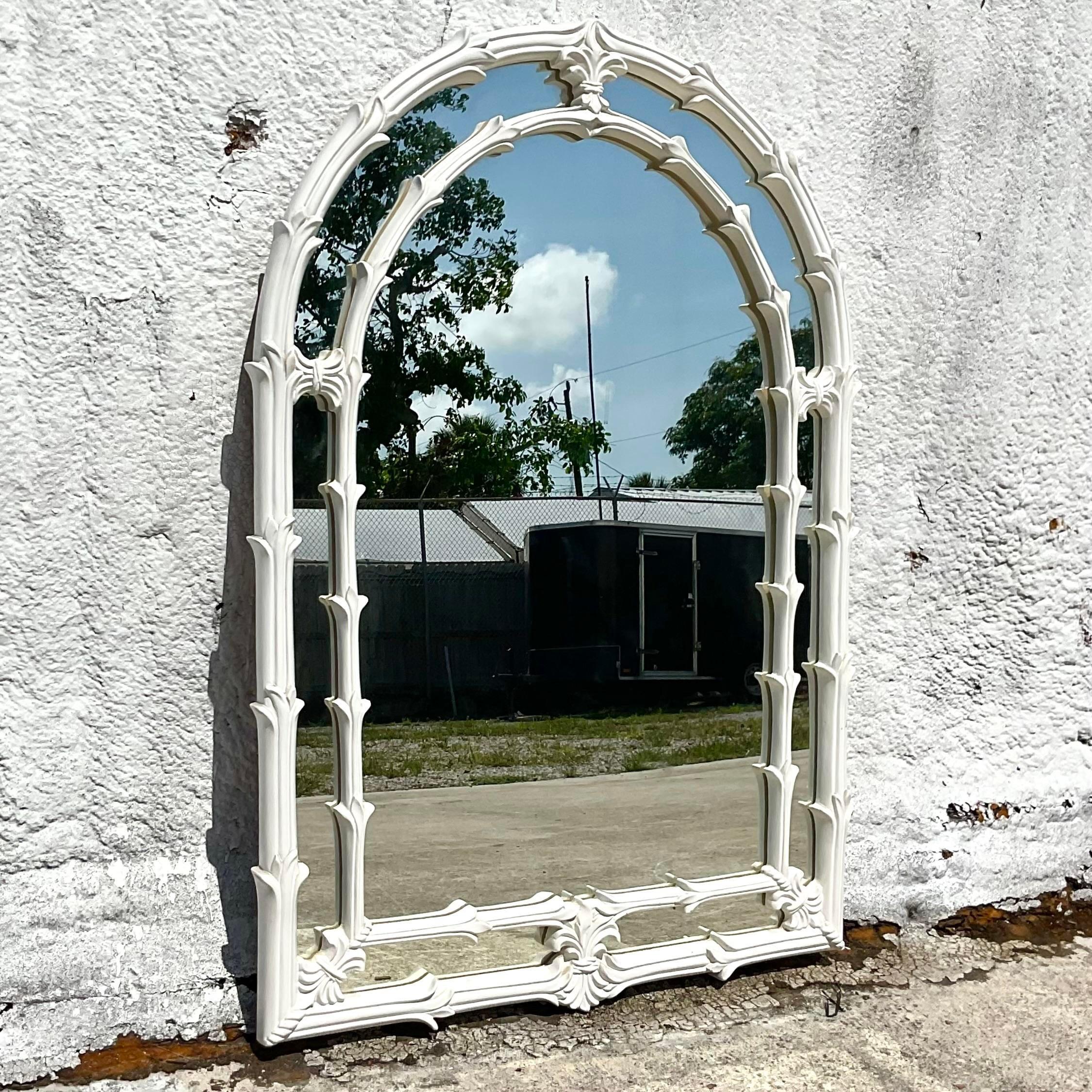 Vintage Regency White Lacquered Arch Mirror After Serge Roche For Sale ...