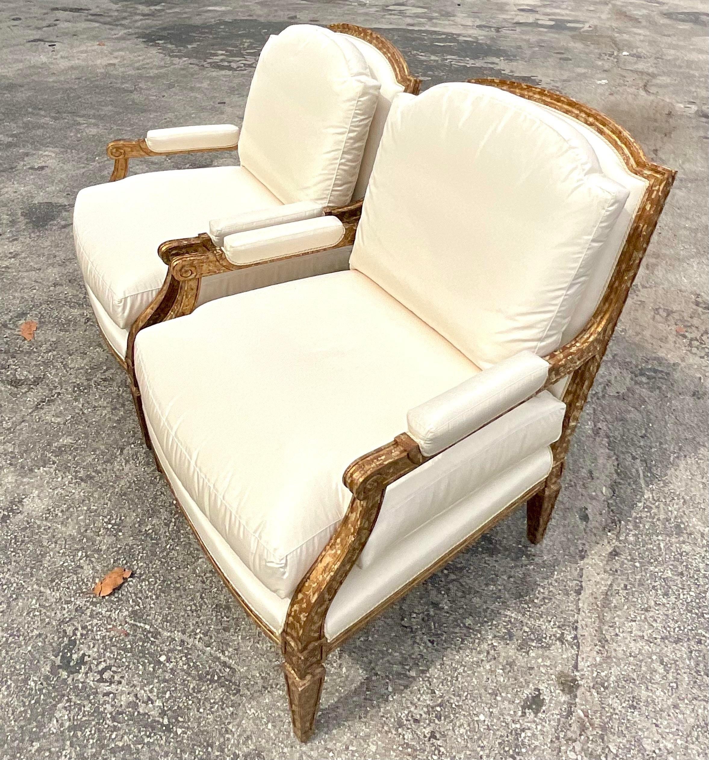 Vintage Regency William Switzer Gilt Bergere Chairs, a Pair For Sale at ...