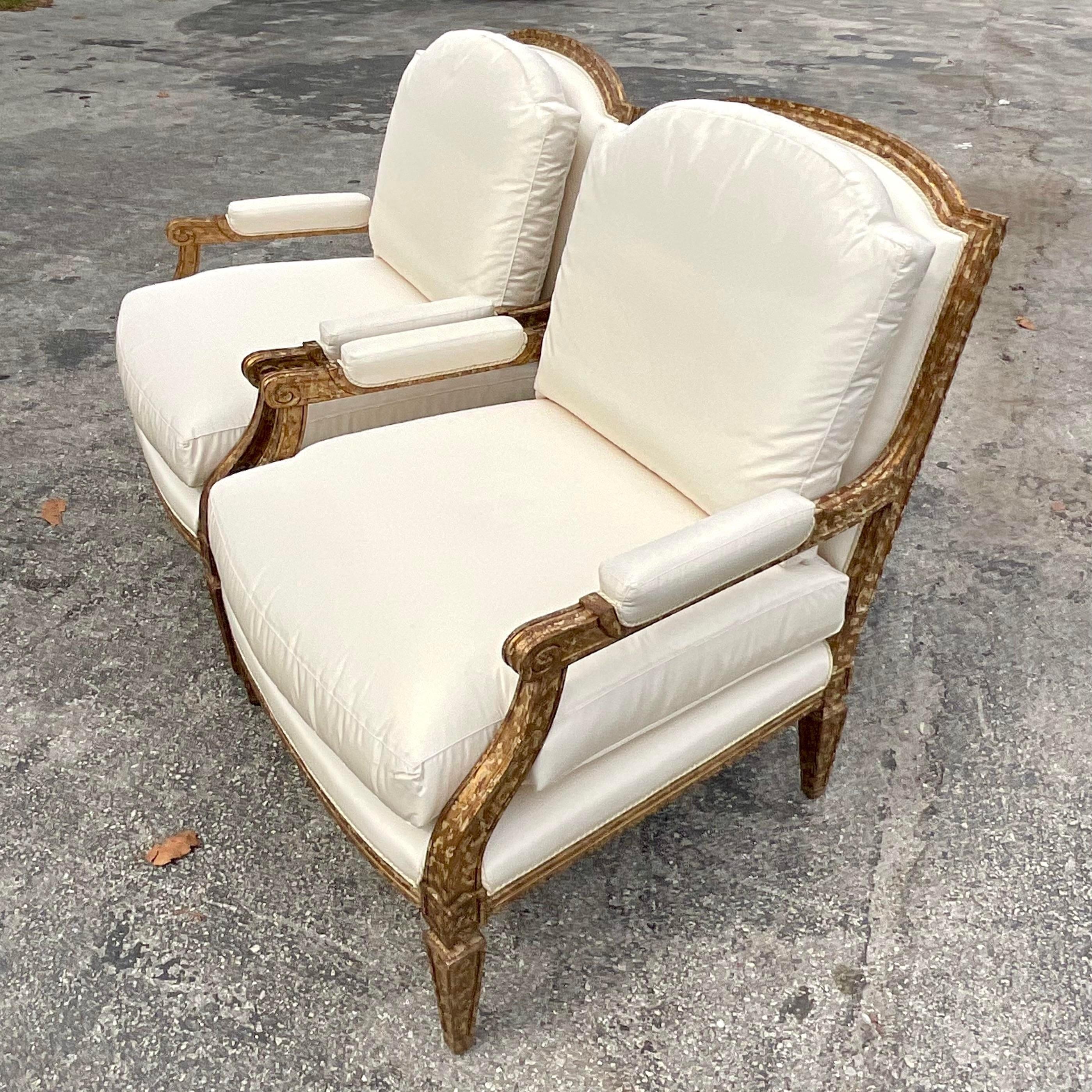 Vintage Regency William Switzer Gilt Bergere Chairs, a Pair For Sale at ...