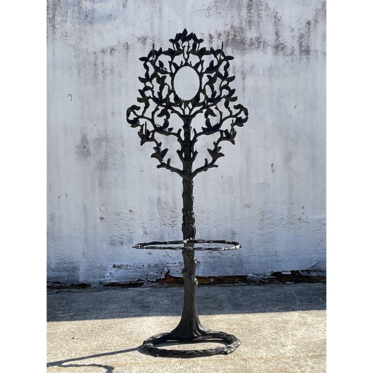Vintage Regency Wrought Iron Hall Tree For Sale at 1stDibs