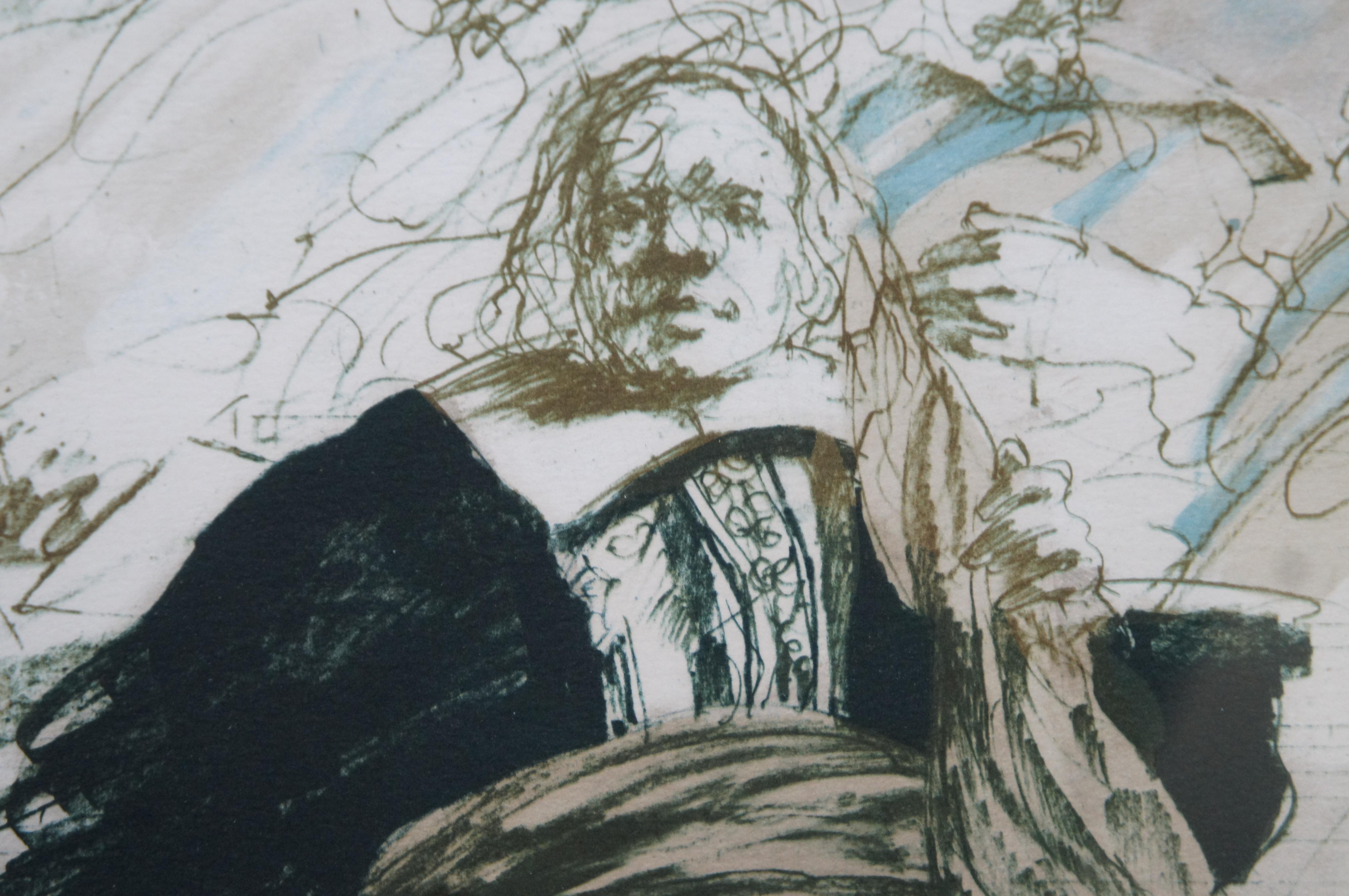 Vintage Renaissance Sketch Lithograph of Scholars Philosophers Acrylic ...