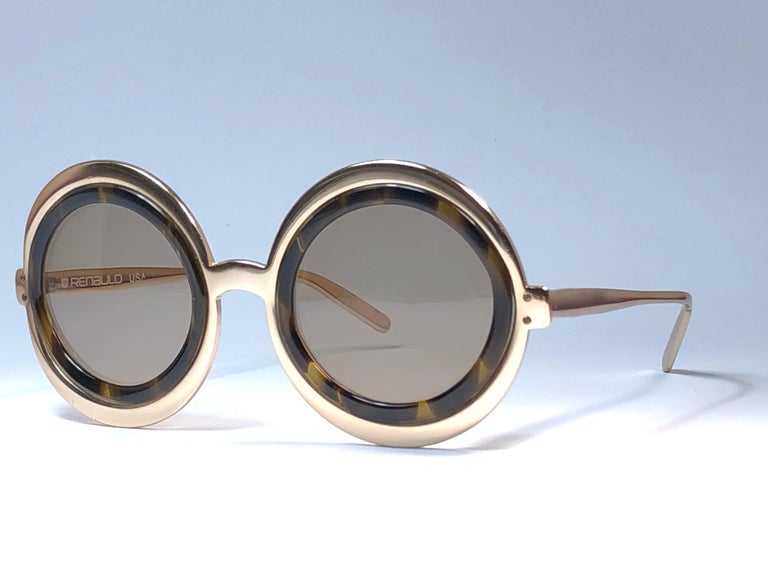 Vintage Renauld Round Gold Frame Brown Lens 1980 Sunglasses Made in USA ...