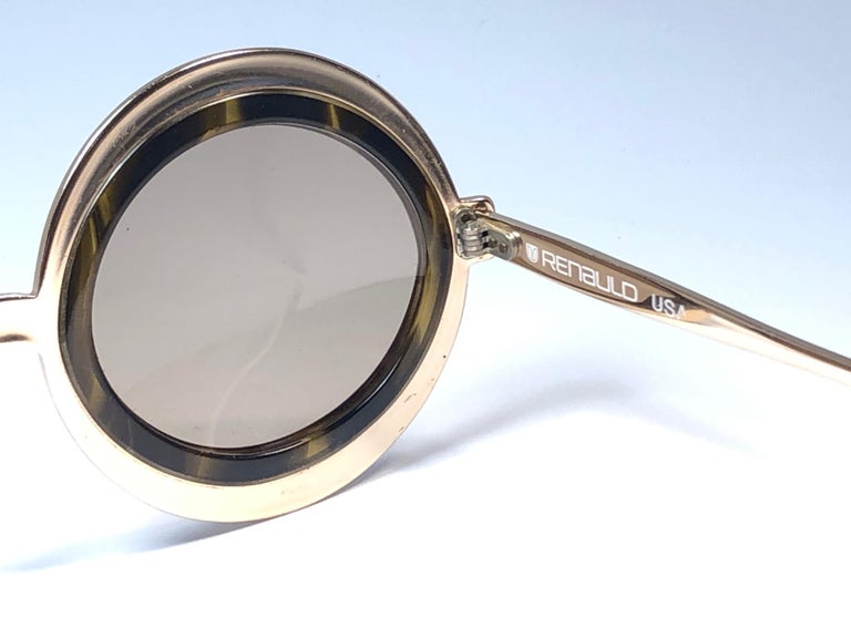 Vintage Renauld Round Gold Frame Brown Lens 1980 Sunglasses Made in USA ...