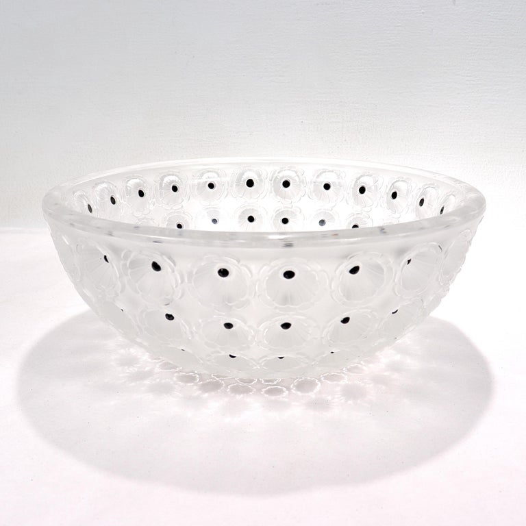 Vintage Rene Lalique 'Nemours' Art Glass Round Bowl For Sale at 1stDibs