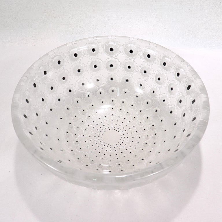 Vintage Rene Lalique 'Nemours' Art Glass Round Bowl For Sale at 1stDibs