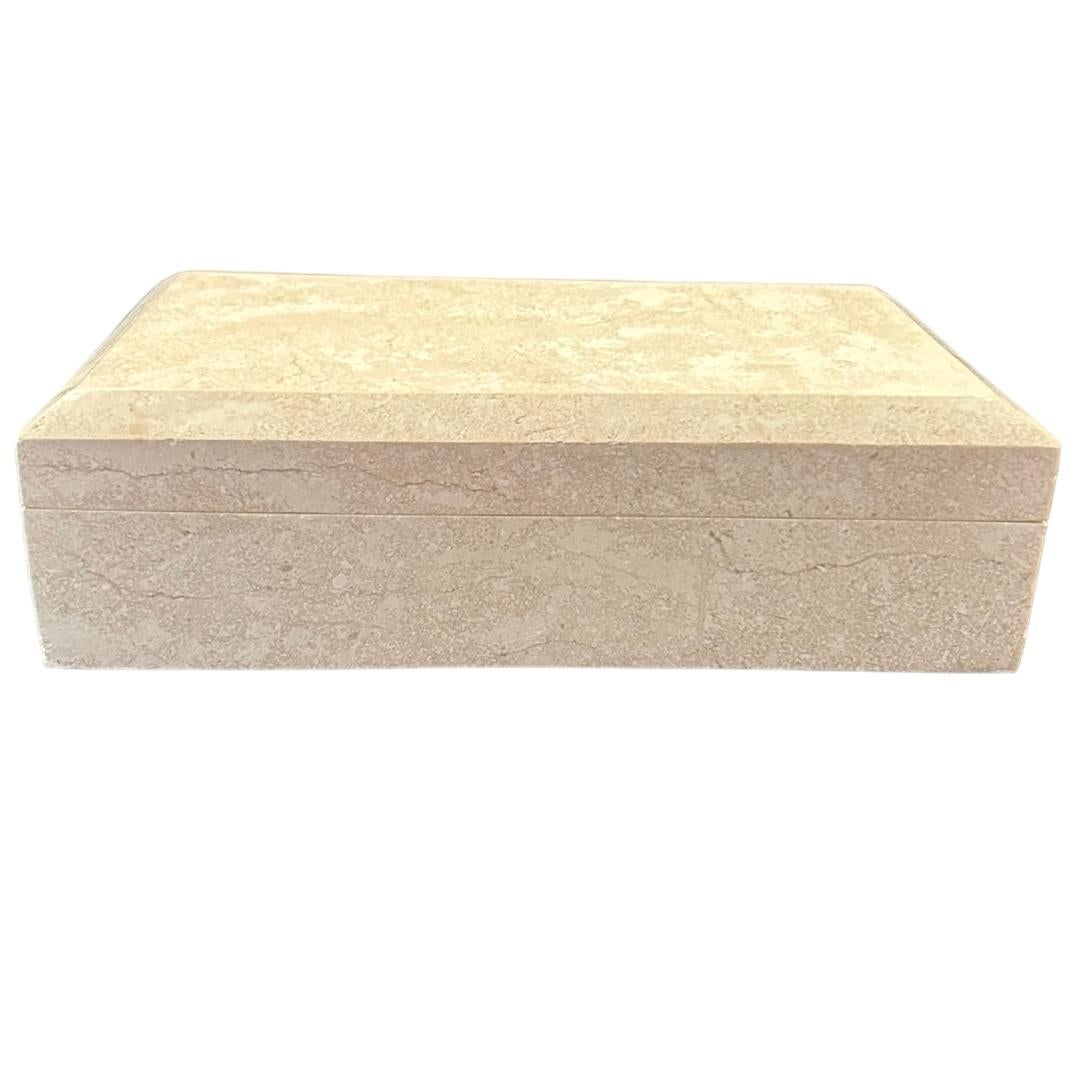 Vintage Renoir Designs Beige Tessellated Rectangular Stone Lidded Box ...