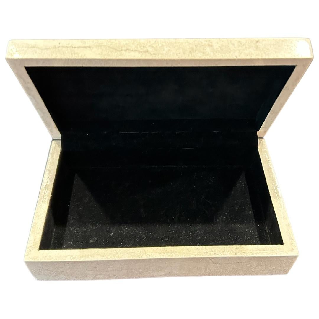 Vintage Renoir Designs Beige Tessellated Rectangular Stone Lidded Box ...