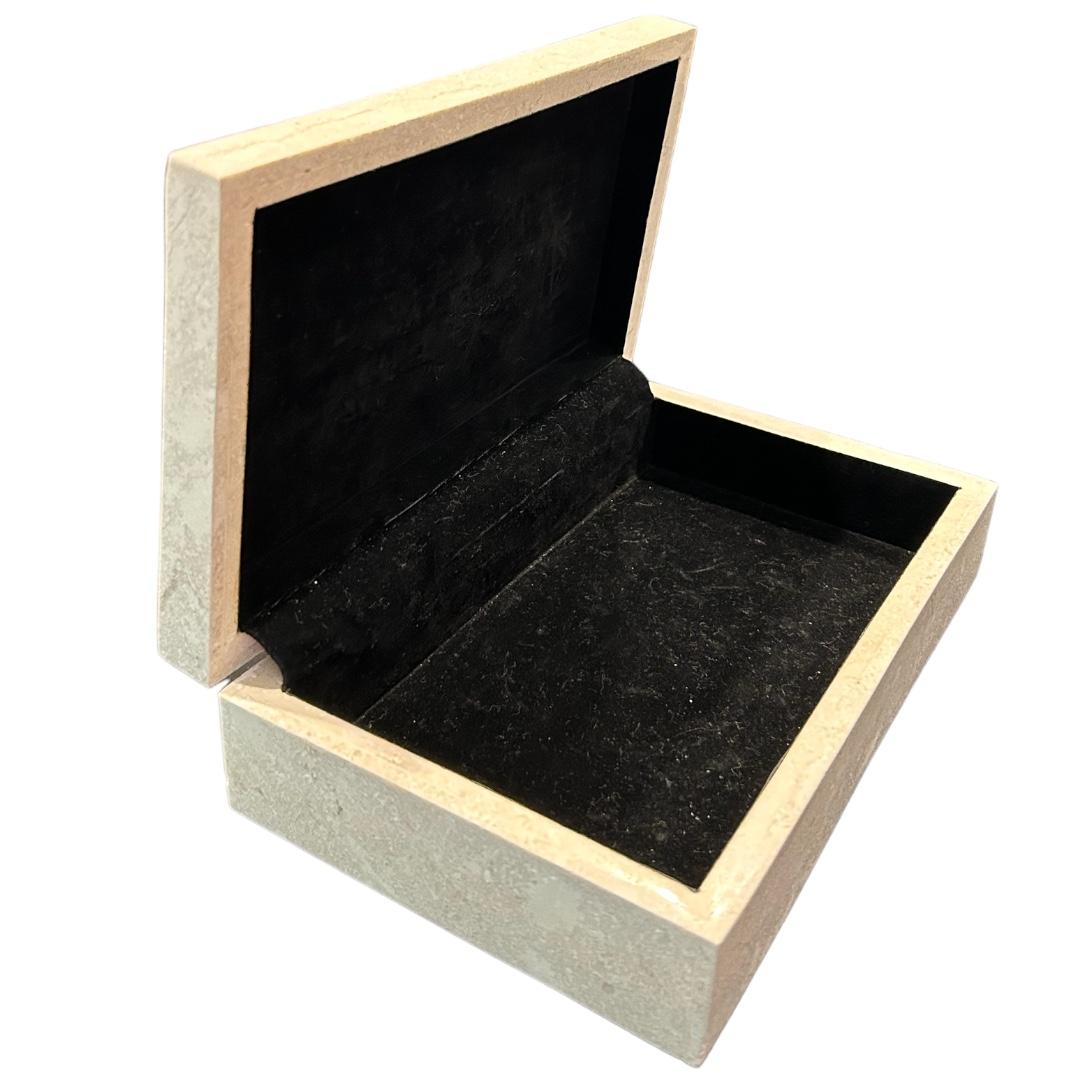 Vintage Renoir Designs Beige Tessellated Rectangular Stone Lidded Box ...