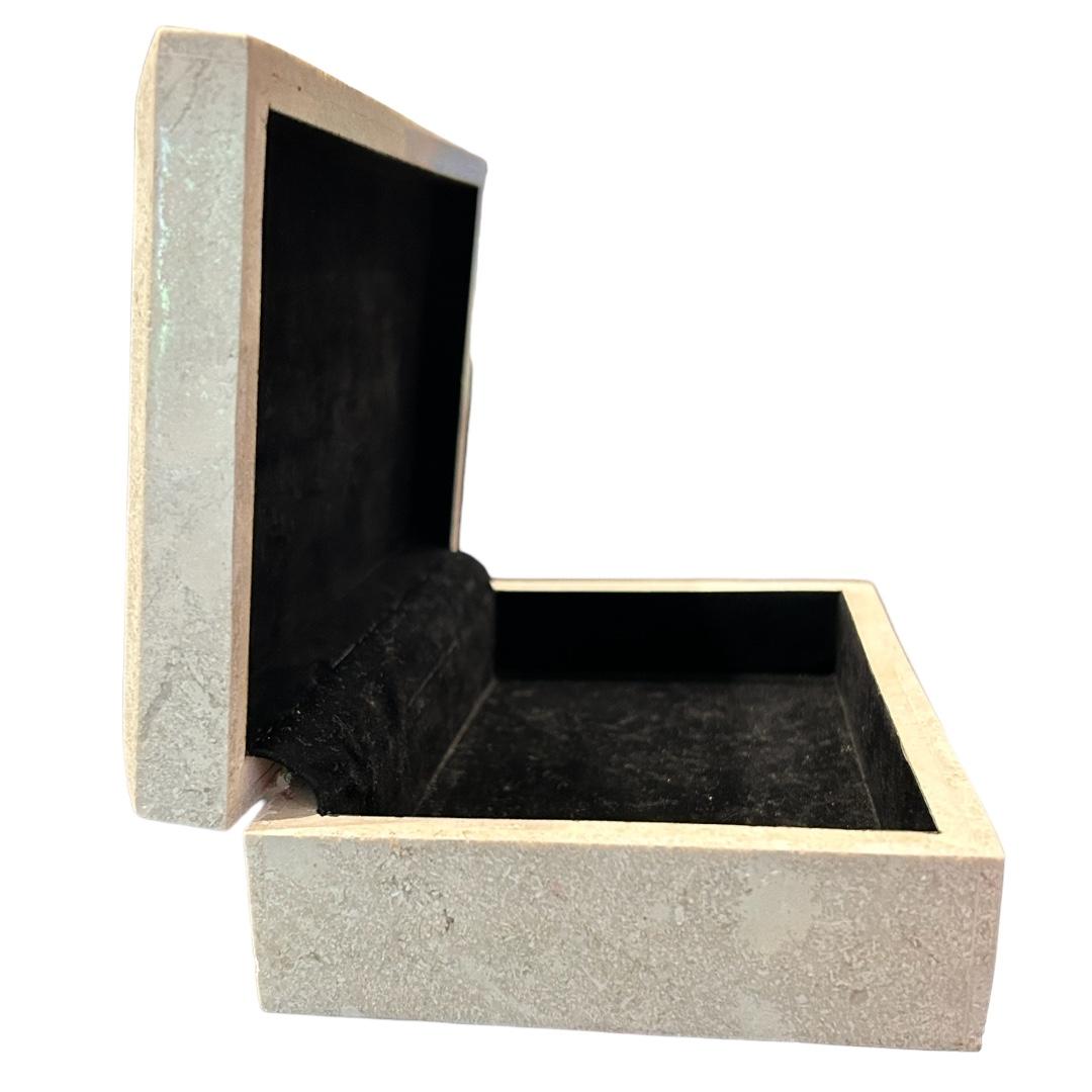 Vintage Renoir Designs Beige Tessellated Rectangular Stone Lidded Box ...