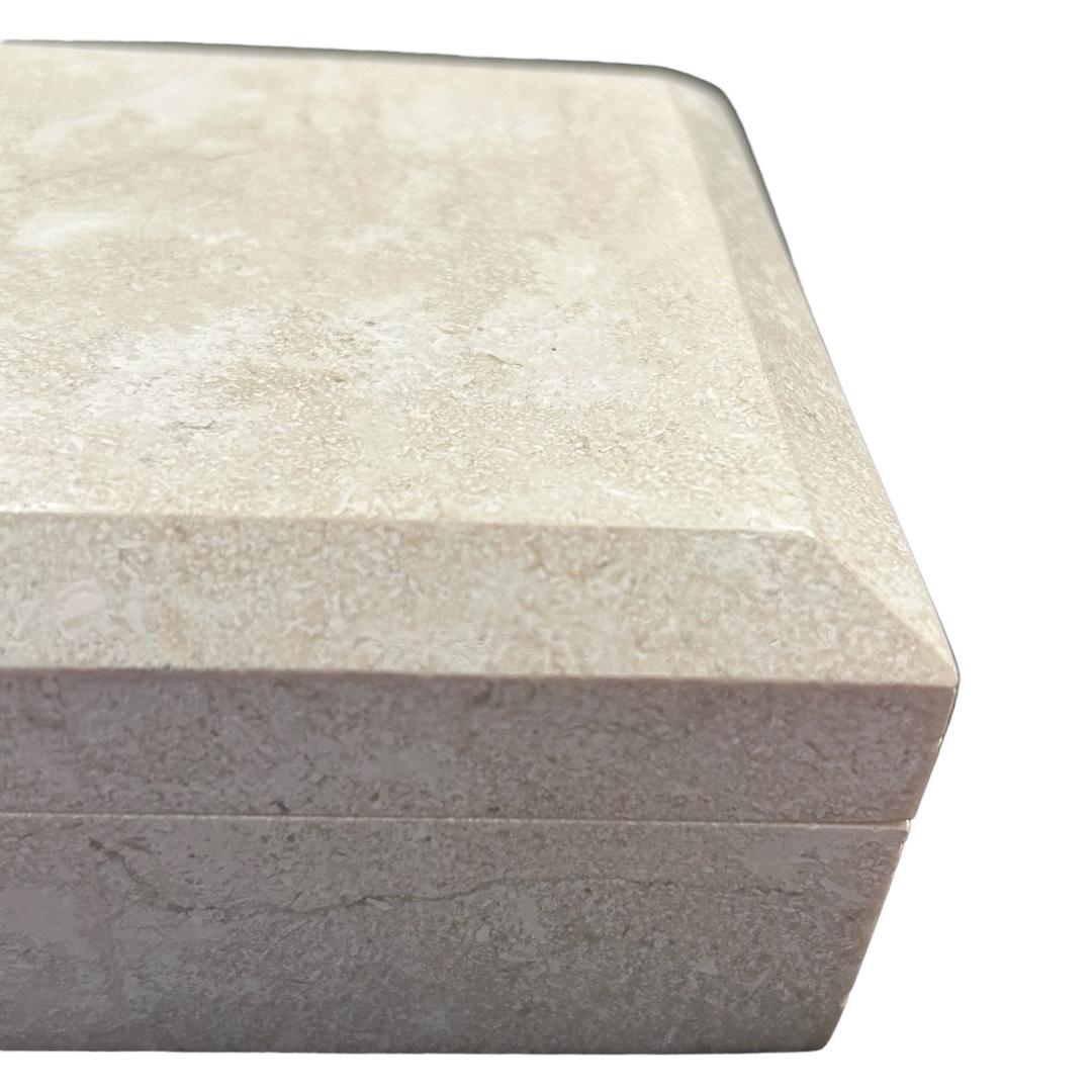 Vintage Renoir Designs Beige Tessellated Rectangular Stone Lidded Box ...